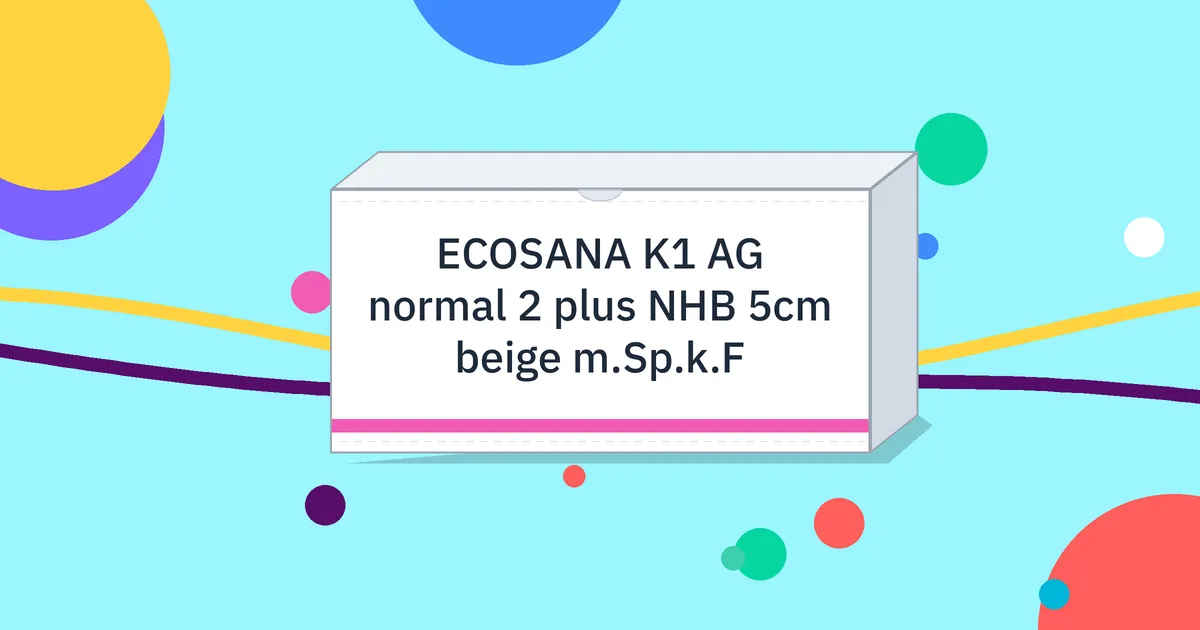 Symbolbild: Packung mit der Aufschrift ECOSANA K1 AG normal 2 plus NHB 5cm beige m.Sp.k.F (PZN 04726780) – Verfügbarkeit und Bezug in Apotheken in Frankfurt am Main