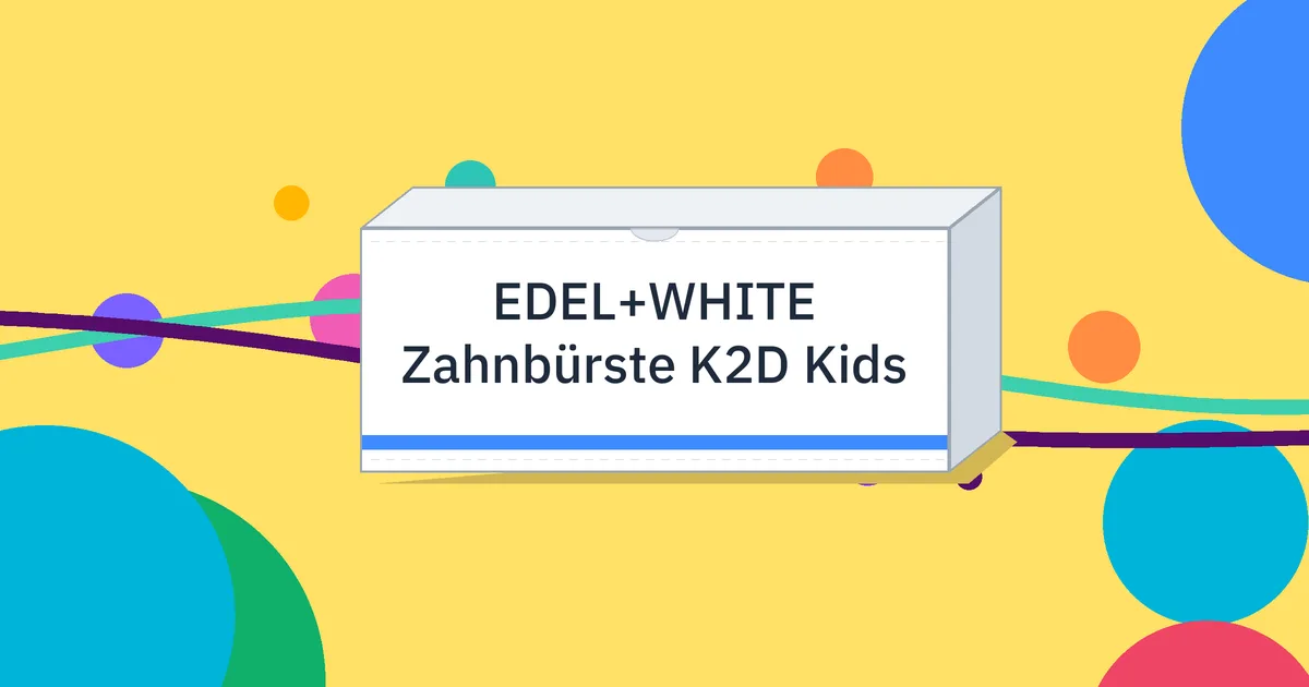 Symbolbild: Packung mit der Aufschrift EDEL+WHITE Zahnbürste K2D Kids (PZN 04790499) – Verfügbarkeit und Bezug in Apotheken in Frankfurt am Main