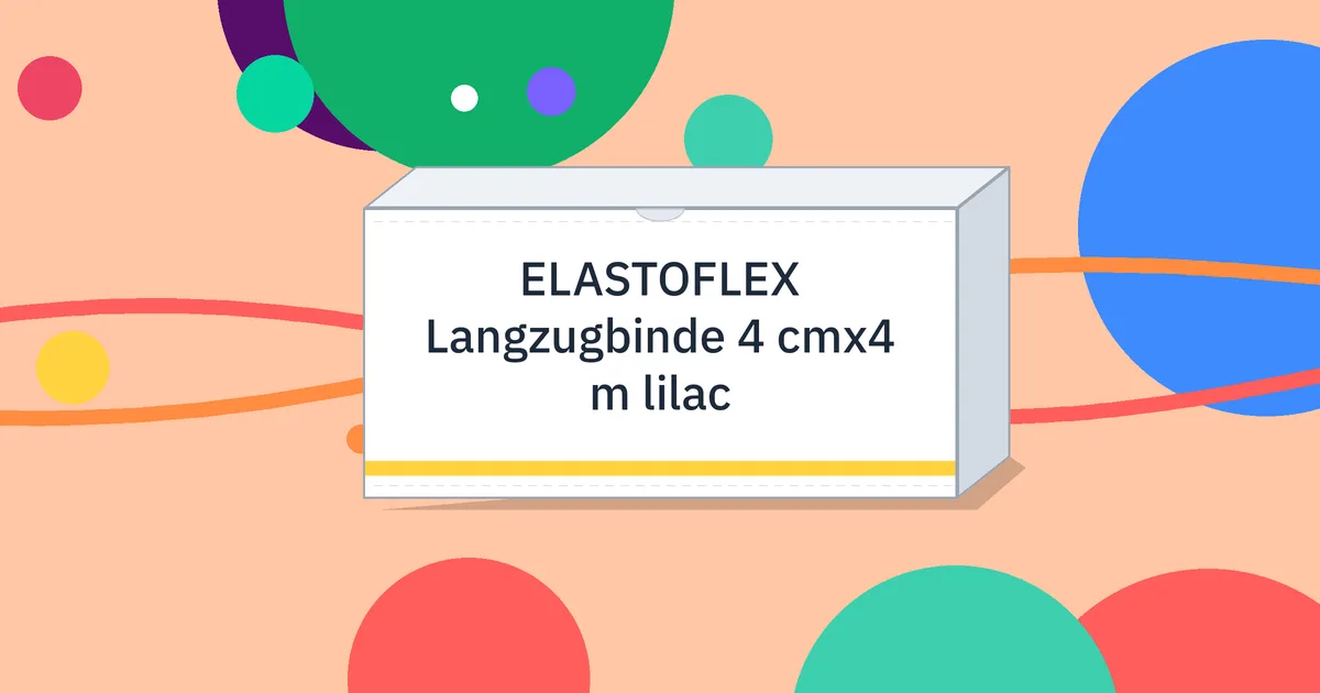 Symbolbild: Packung mit der Aufschrift ELASTOFLEX Langzugbinde 4 cmx4 m lilac (PZN 17176051) – Verfügbarkeit und Bezug in Apotheken in Frankfurt am Main