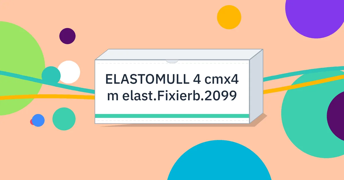Symbolbild: Packung mit der Aufschrift ELASTOMULL 4 cmx4 m elast.Fixierb.2099 (PZN 19556964) – Verfügbarkeit und Bezug in Apotheken in Frankfurt am Main