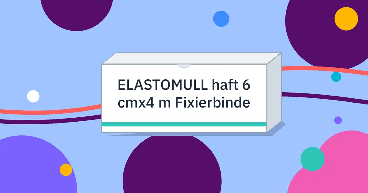 Symbolbild: Packung mit der Aufschrift ELASTOMULL haft 6 cmx4 m Fixierbinde (PZN 12656740) – Verfügbarkeit und Bezug in Apotheken in Frankfurt am Main