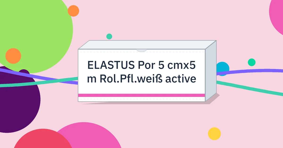 Symbolbild: Packung mit der Aufschrift ELASTUS Por 5 cmx5 m Rol.Pfl.weiß active (PZN 01312523) – Verfügbarkeit und Bezug in Apotheken in Frankfurt am Main