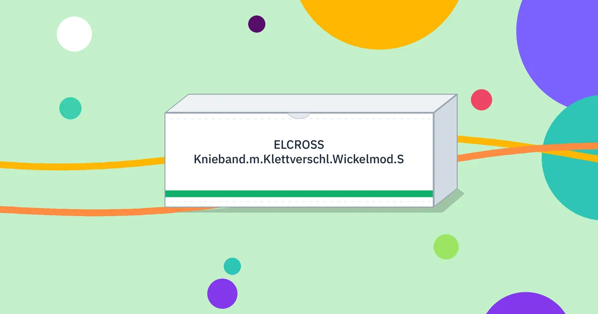 Symbolbild: Packung mit der Aufschrift ELCROSS Knieband.m.Klettverschl.Wickelmod.S (PZN 06432373) – Verfügbarkeit und Bezug in Apotheken in Frankfurt am Main