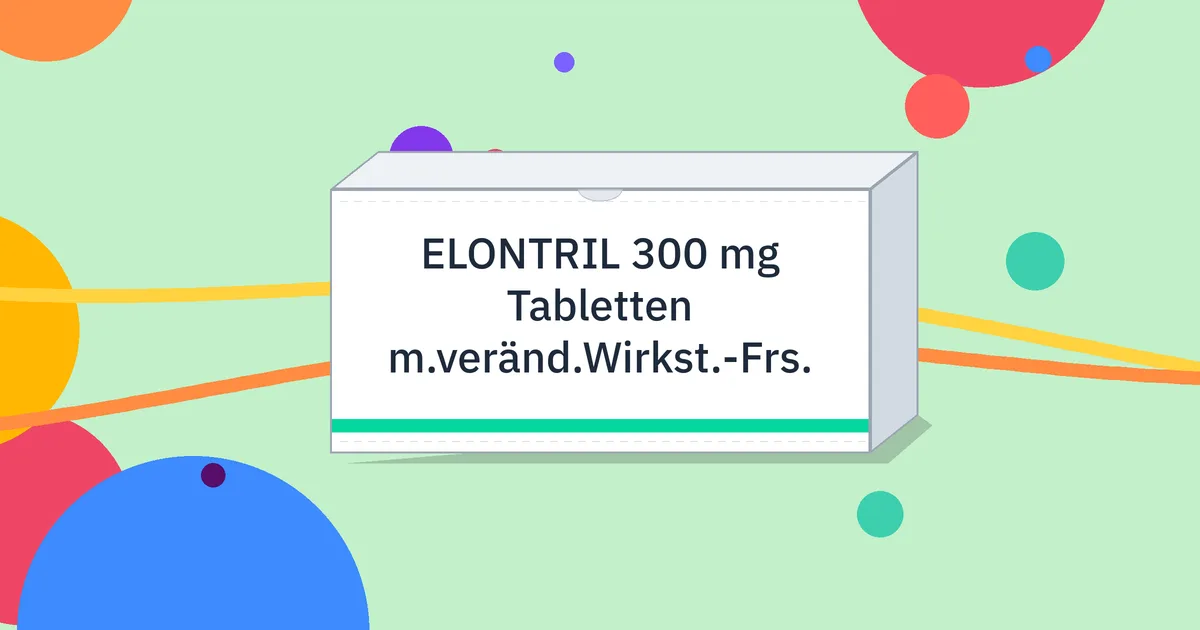 Symbolbild: Packung mit der Aufschrift ELONTRIL 300 mg Tabletten m.veränd.Wirkst.-Frs. (PZN 02084923) – Verfügbarkeit und Bezug in Apotheken in Frankfurt am Main