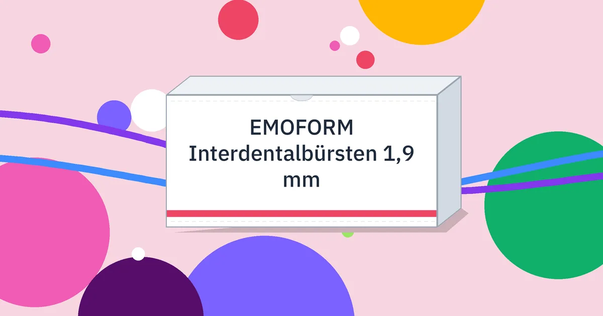 Symbolbild: Packung mit der Aufschrift EMOFORM Interdentalbürsten 1,9 mm (PZN 09949697) – Verfügbarkeit und Bezug in Apotheken in Frankfurt am Main
