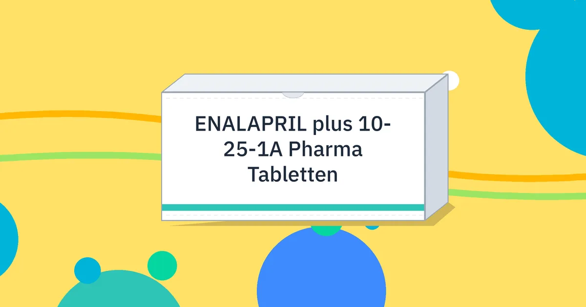Symbolbild: Packung mit der Aufschrift ENALAPRIL plus 10-25-1A Pharma Tabletten (PZN 02563799) – Verfügbarkeit und Bezug in Apotheken in Frankfurt am Main