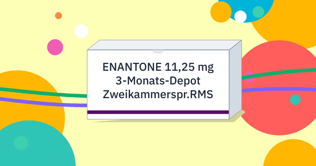 Symbolbild: Packung mit der Aufschrift ENANTONE 11,25 mg 3-Monats-Depot Zweikammerspr.RMS (PZN 19349449) – Verfügbarkeit und Bezug in Apotheken in Frankfurt am Main