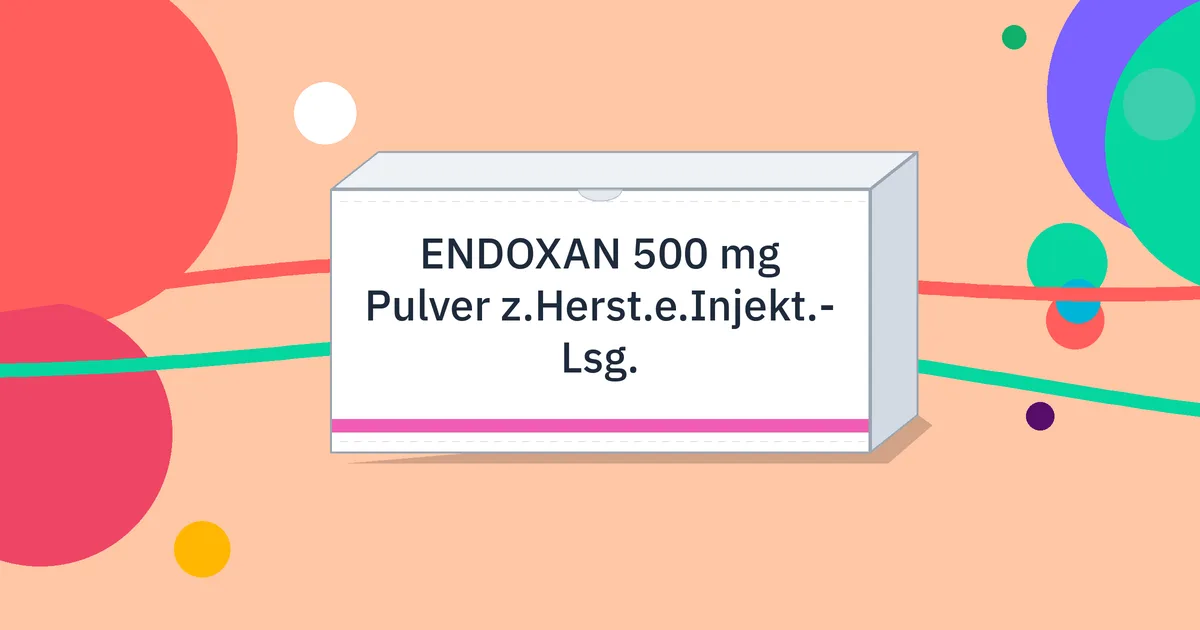 Symbolbild: Packung mit der Aufschrift ENDOXAN 500 mg Pulver z.Herst.e.Injekt.-Lsg. (PZN 06317560) – Verfügbarkeit und Bezug in Apotheken in Frankfurt am Main