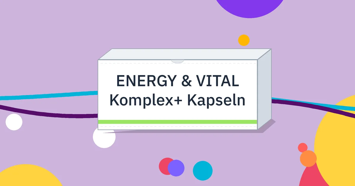 Symbolbild: Packung mit der Aufschrift ENERGY & VITAL Komplex+ Kapseln (PZN 20700691) – Verfügbarkeit und Bezug in Apotheken in Frankfurt am Main