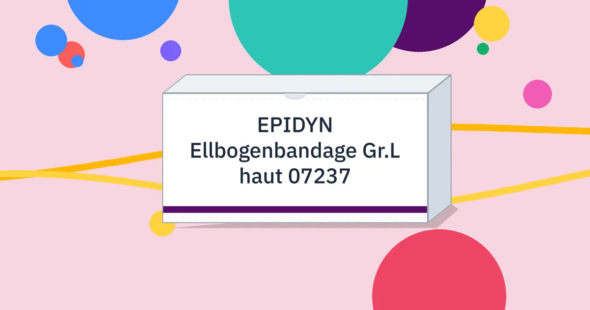 Symbolbild: Packung mit der Aufschrift EPIDYN Ellbogenbandage Gr.L haut 07237 (PZN 04821780) – Verfügbarkeit und Bezug in Apotheken in Frankfurt am Main