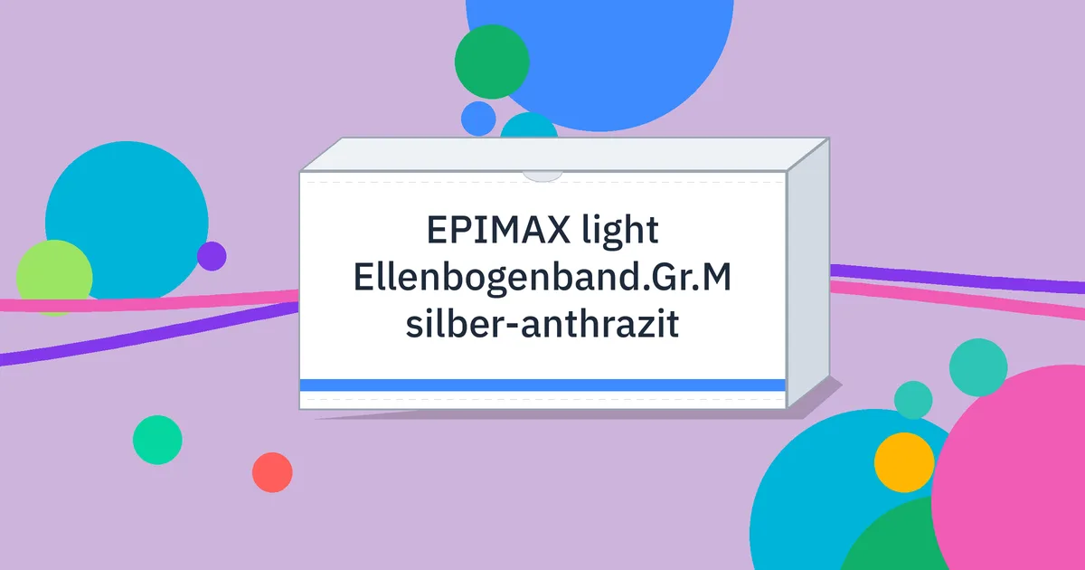 Symbolbild: Packung mit der Aufschrift EPIMAX light Ellenbogenband.Gr.M silber-anthrazit (PZN 11097155) – Verfügbarkeit und Bezug in Apotheken in Frankfurt am Main