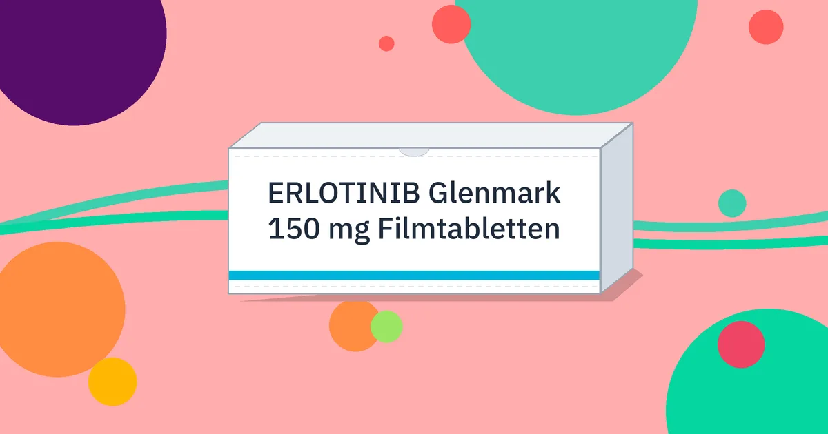 Symbolbild: Packung mit der Aufschrift ERLOTINIB Glenmark 150 mg Filmtabletten (PZN 15579974) – Verfügbarkeit und Bezug in Apotheken in Frankfurt am Main