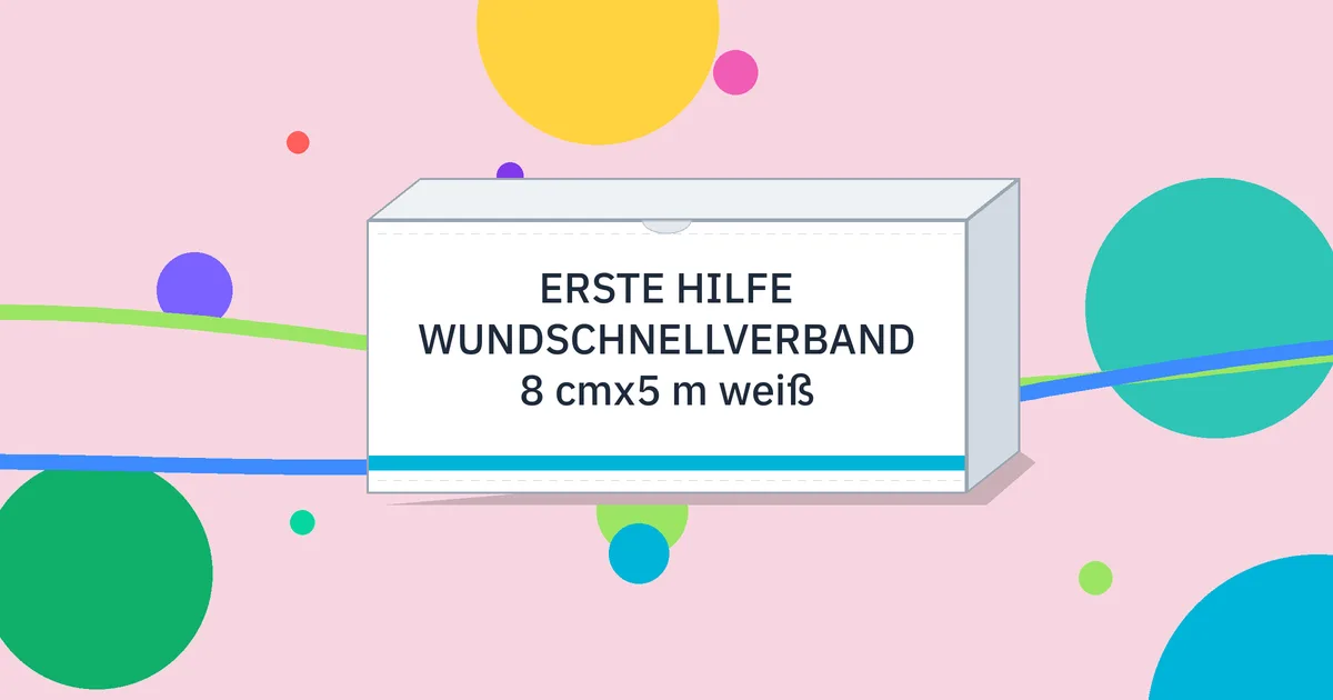 Symbolbild: Packung mit der Aufschrift ERSTE HILFE WUNDSCHNELLVERBAND 8 cmx5 m weiß (PZN 10405784) – Verfügbarkeit und Bezug in Apotheken in Frankfurt am Main