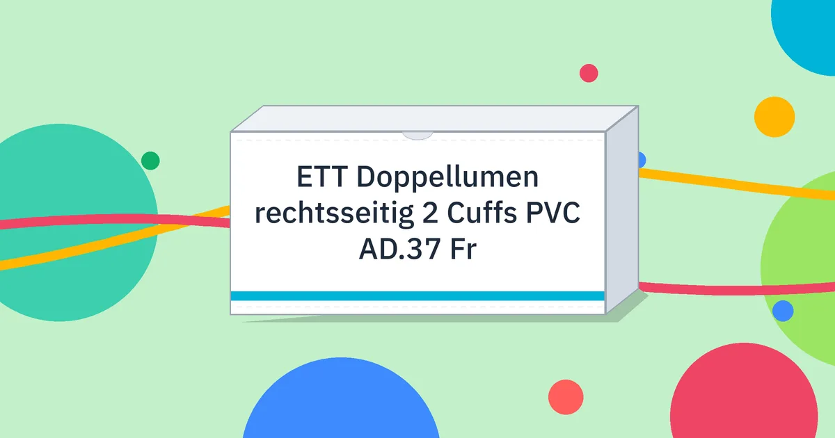 Symbolbild: Packung mit der Aufschrift ETT Doppellumen rechtsseitig 2 Cuffs PVC AD.37 Fr (PZN 19121605) – Verfügbarkeit und Bezug in Apotheken in Frankfurt am Main