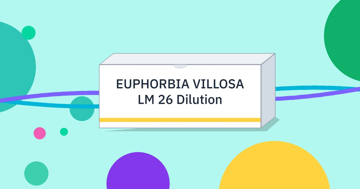 Symbolbild: Packung mit der Aufschrift EUPHORBIA VILLOSA LM 26 Dilution (PZN 13482905) – Verfügbarkeit und Bezug in Apotheken in Frankfurt am Main