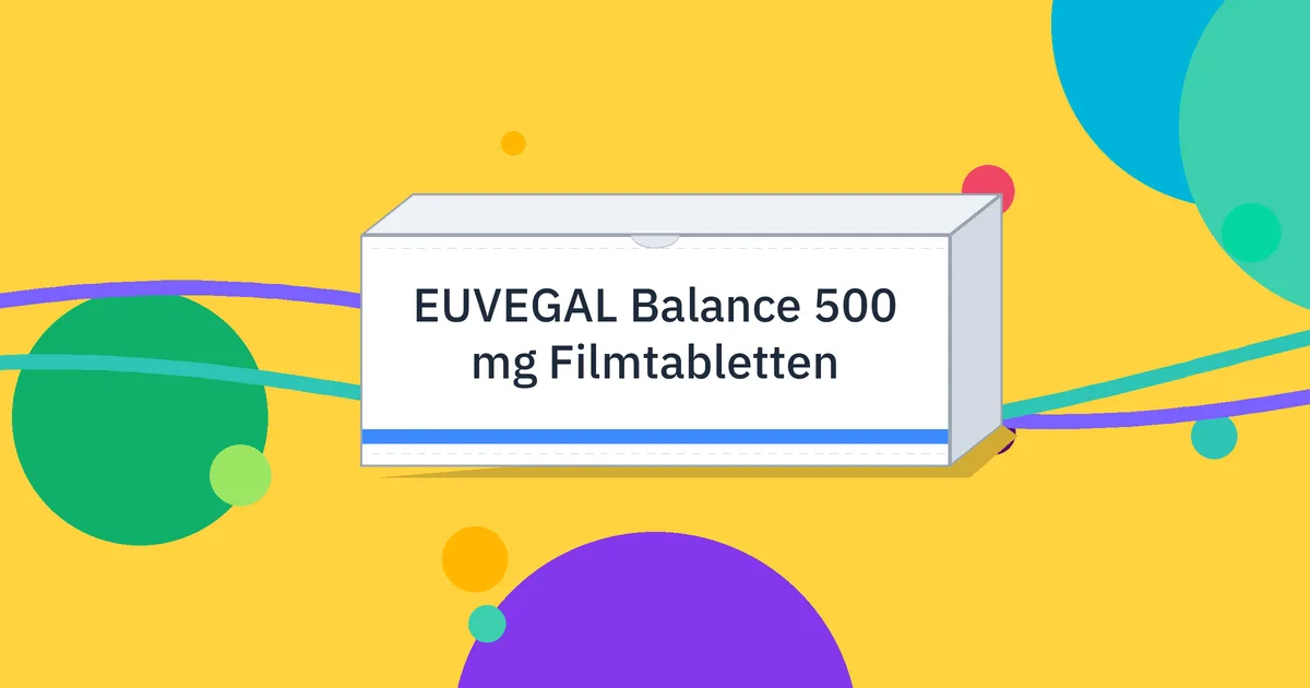 Symbolbild: Packung mit der Aufschrift EUVEGAL Balance 500 mg Filmtabletten (PZN 00930667) – Verfügbarkeit und Bezug in Apotheken in Frankfurt am Main