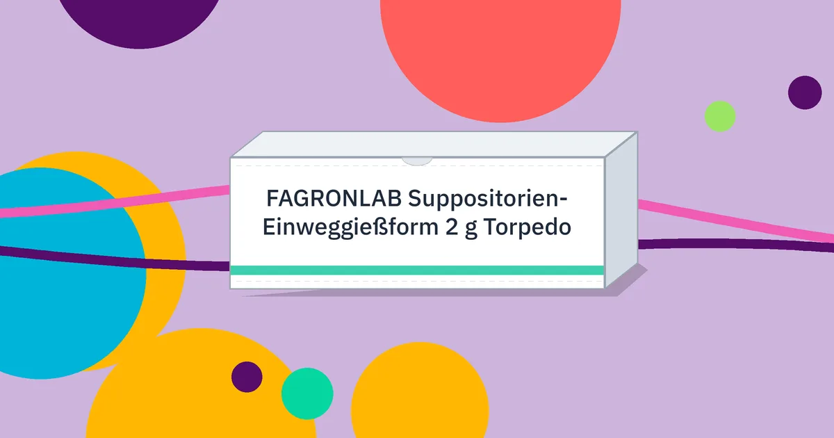 Symbolbild: Packung mit der Aufschrift FAGRONLAB Suppositorien-Einweggießform 2 g Torpedo (PZN 18602604) – Verfügbarkeit und Bezug in Apotheken in Frankfurt am Main