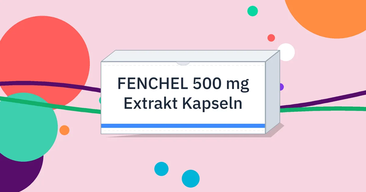 Symbolbild: Packung mit der Aufschrift FENCHEL 500 mg Extrakt Kapseln (PZN 17178802) – Verfügbarkeit und Bezug in Apotheken in Frankfurt am Main