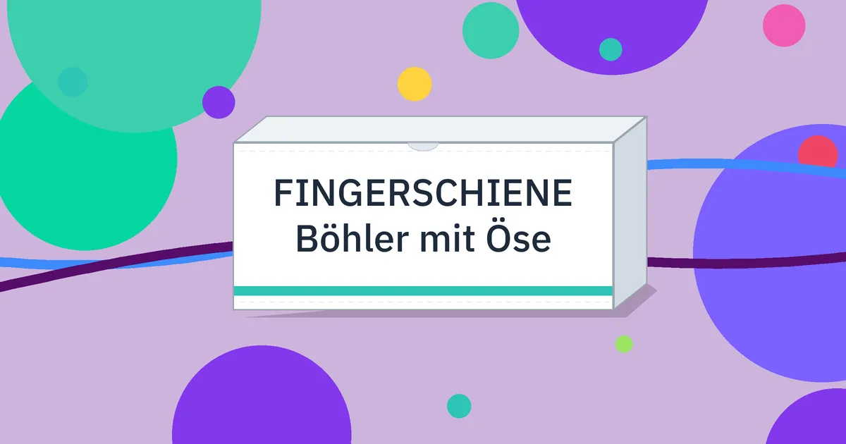 Symbolbild: Packung mit der Aufschrift FINGERSCHIENE Böhler mit Öse (PZN 19291885) – Verfügbarkeit und Bezug in Apotheken in Frankfurt am Main