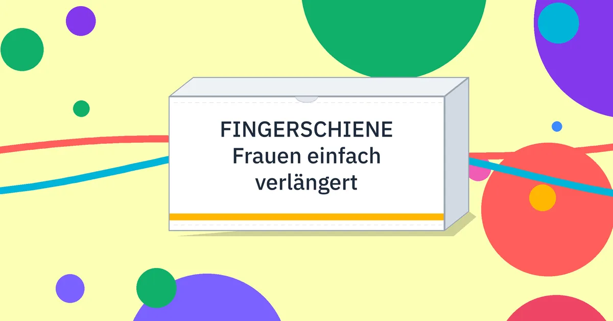Symbolbild: Packung mit der Aufschrift FINGERSCHIENE Frauen einfach verlängert (PZN 20187578) – Verfügbarkeit und Bezug in Apotheken in Frankfurt am Main