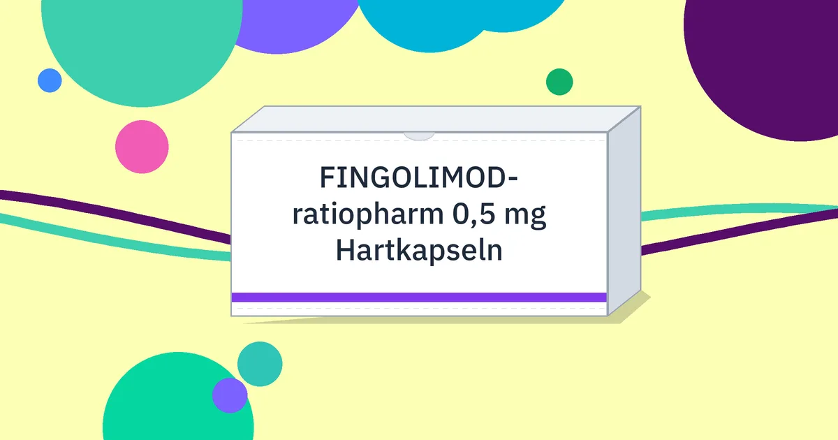 Symbolbild: Packung mit der Aufschrift FINGOLIMOD-ratiopharm 0,5 mg Hartkapseln (PZN 17510550) – Verfügbarkeit und Bezug in Apotheken in Frankfurt am Main