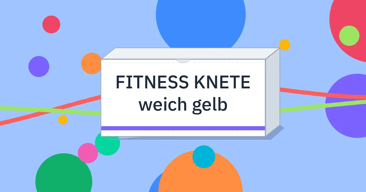 Symbolbild: Packung mit der Aufschrift FITNESS KNETE weich gelb (PZN 16349408) – Verfügbarkeit und Bezug in Apotheken in Frankfurt am Main