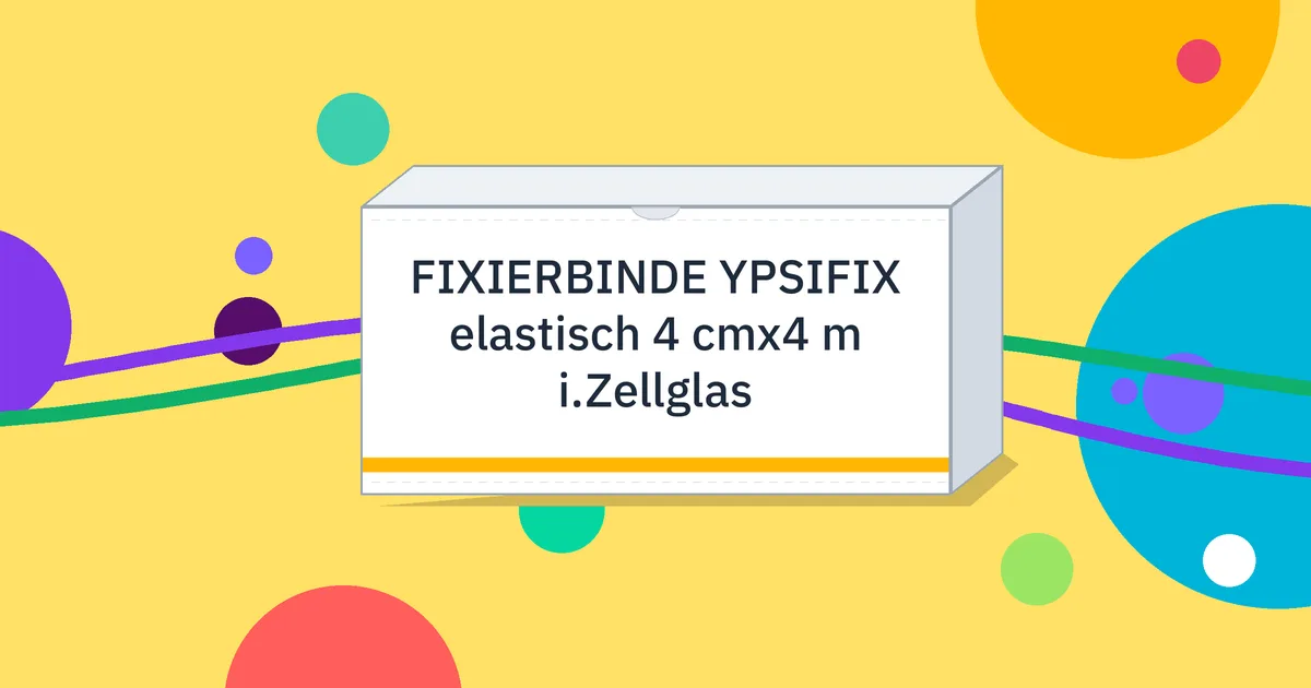 Symbolbild: Packung mit der Aufschrift FIXIERBINDE YPSIFIX elastisch 4 cmx4 m i.Zellglas (PZN 02768432) – Verfügbarkeit und Bezug in Apotheken in Frankfurt am Main