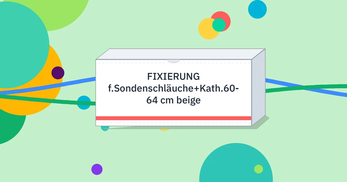 Symbolbild: Packung mit der Aufschrift FIXIERUNG f.Sondenschläuche+Kath.60-64 cm beige (PZN 20653129) – Verfügbarkeit und Bezug in Apotheken in Frankfurt am Main