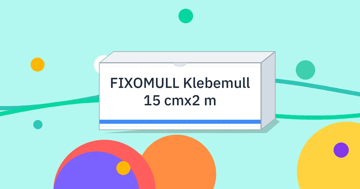 Symbolbild: Packung mit der Aufschrift FIXOMULL Klebemull 15 cmx2 m (PZN 17310650) – Verfügbarkeit und Bezug in Apotheken in Frankfurt am Main