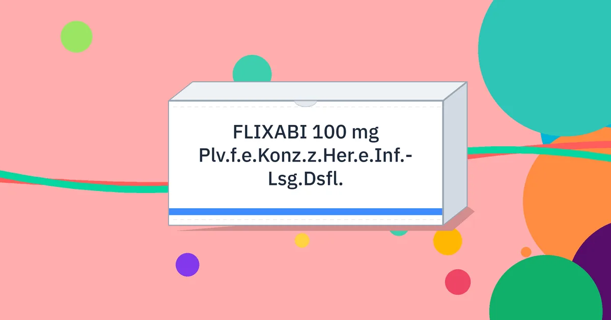 Symbolbild: Packung mit der Aufschrift FLIXABI 100 mg Plv.f.e.Konz.z.Her.e.Inf.-Lsg.Dsfl. (PZN 11655968) – Verfügbarkeit und Bezug in Apotheken in Frankfurt am Main