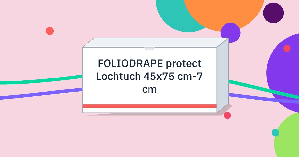 Symbolbild: Packung mit der Aufschrift FOLIODRAPE protect Lochtuch 45x75 cm-7 cm (PZN 00798216) – Verfügbarkeit und Bezug in Apotheken in Frankfurt am Main