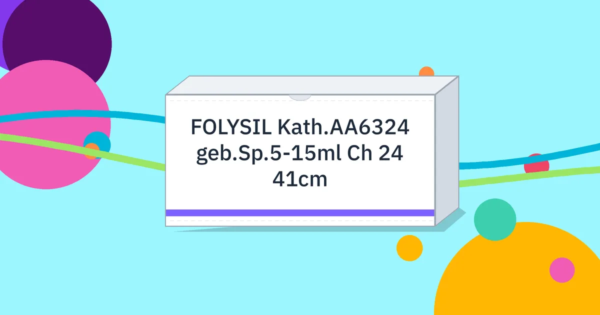 Symbolbild: Packung mit der Aufschrift FOLYSIL Kath.AA6324 geb.Sp.5-15ml Ch 24 41cm (PZN 00151673) – Verfügbarkeit und Bezug in Apotheken in Frankfurt am Main