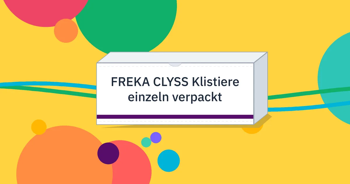 Symbolbild: Packung mit der Aufschrift FREKA CLYSS Klistiere einzeln verpackt (PZN 06987378) – Verfügbarkeit und Bezug in Apotheken in Frankfurt am Main