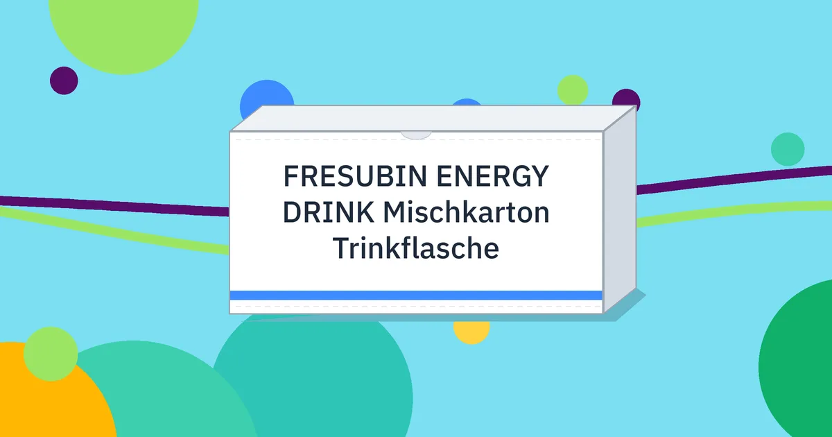 Symbolbild: Packung mit der Aufschrift FRESUBIN ENERGY DRINK Mischkarton Trinkflasche (PZN 02285722) – Verfügbarkeit und Bezug in Apotheken in Frankfurt am Main