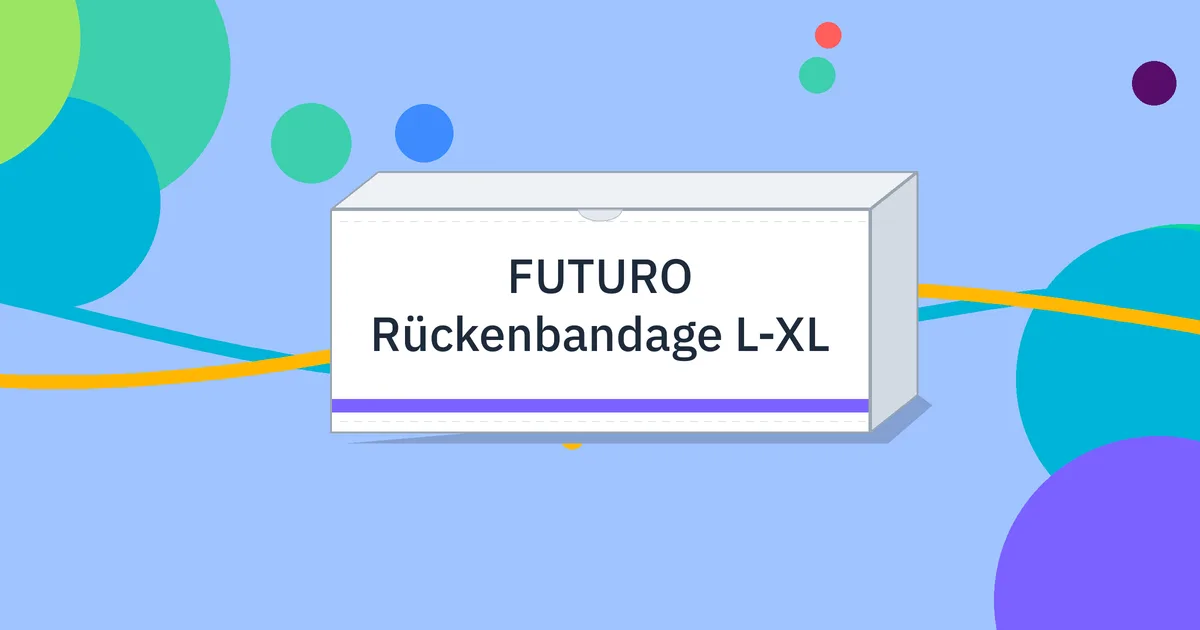Symbolbild: Packung mit der Aufschrift FUTURO Rückenbandage L-XL (PZN 01387863) – Verfügbarkeit und Bezug in Apotheken in Frankfurt am Main