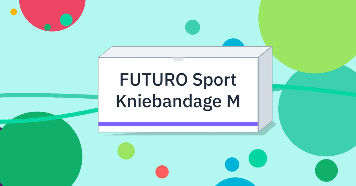 Symbolbild: Packung mit der Aufschrift FUTURO Sport Kniebandage M (PZN 02043249) – Verfügbarkeit und Bezug in Apotheken in Frankfurt am Main
