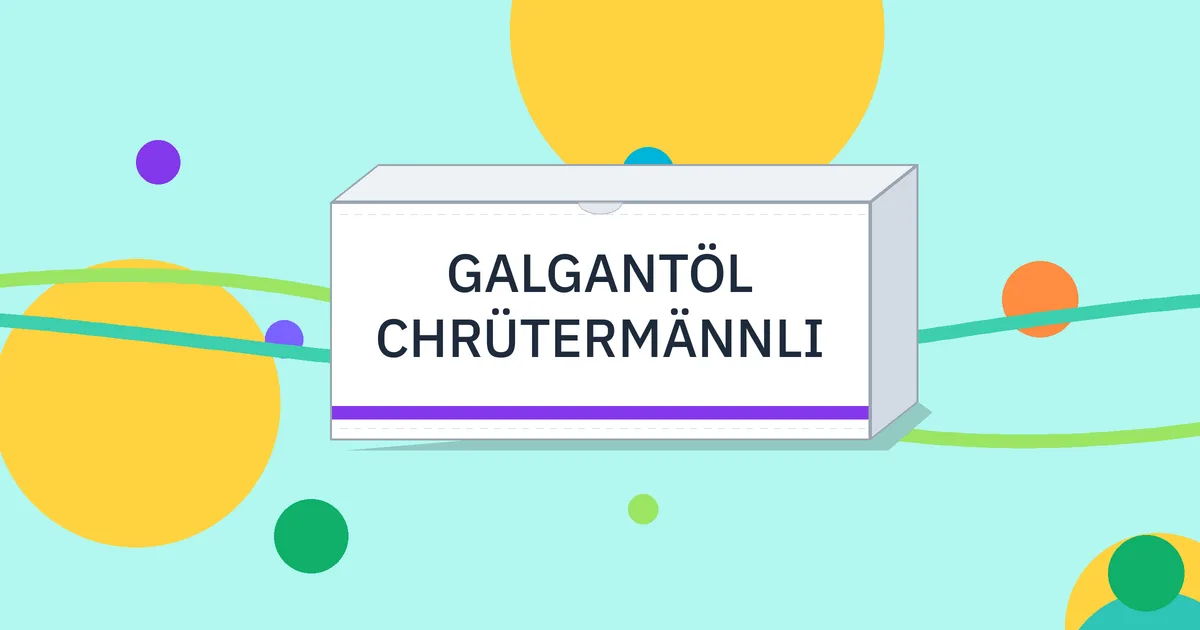 Symbolbild: Packung mit der Aufschrift GALGANTÖL CHRÜTERMÄNNLI (PZN 07196644) – Verfügbarkeit und Bezug in Apotheken in Frankfurt am Main