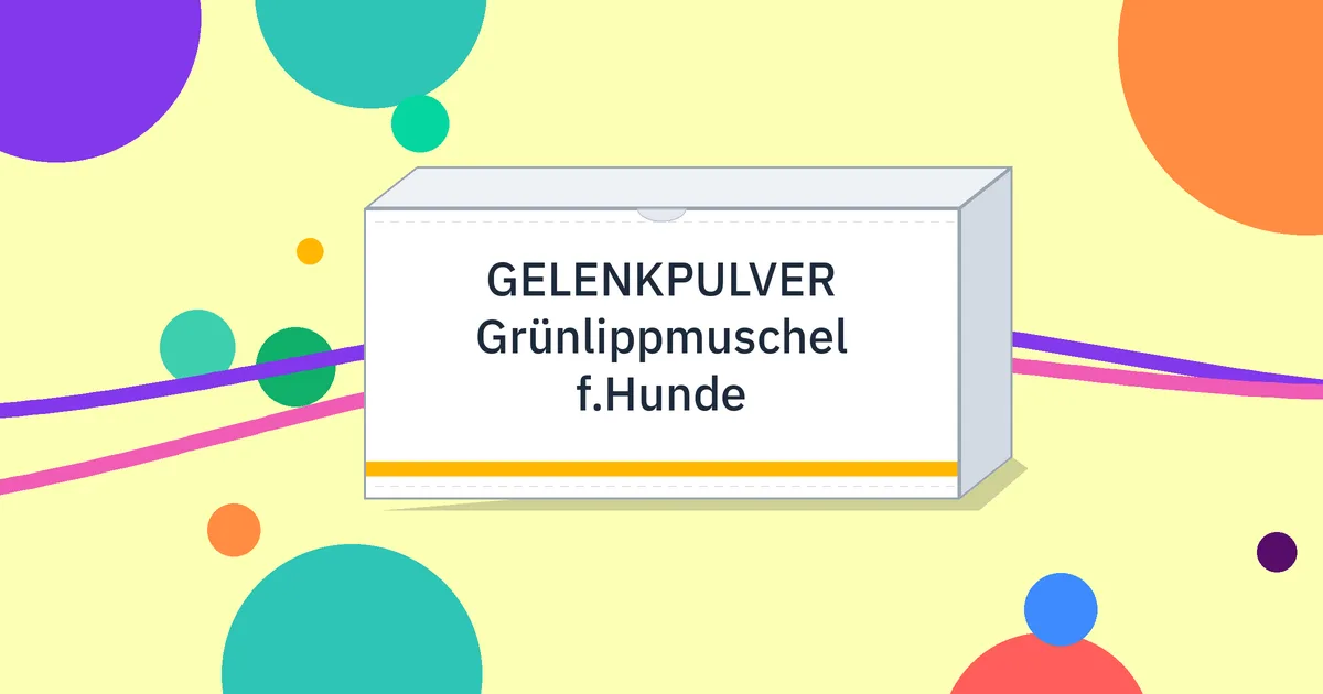 Symbolbild: Packung mit der Aufschrift GELENKPULVER Grünlippmuschel f.Hunde (PZN 18293534) – Verfügbarkeit und Bezug in Apotheken in Frankfurt am Main