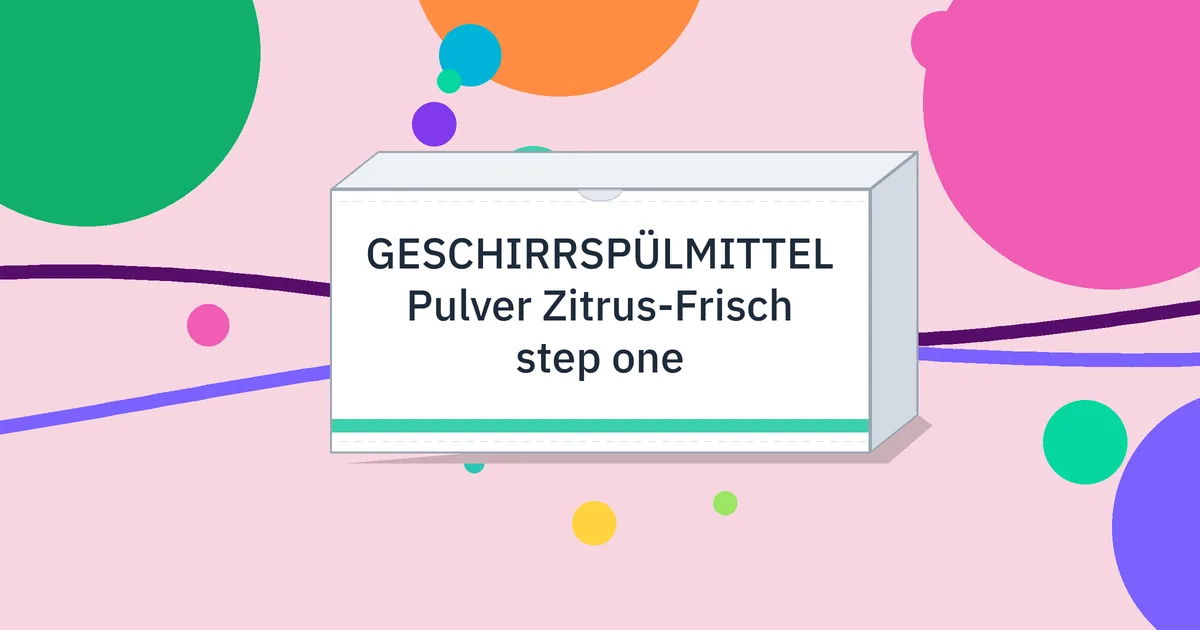 Symbolbild: Packung mit der Aufschrift GESCHIRRSPÜLMITTEL Pulver Zitrus-Frisch step one (PZN 18768322) – Verfügbarkeit und Bezug in Apotheken in Frankfurt am Main