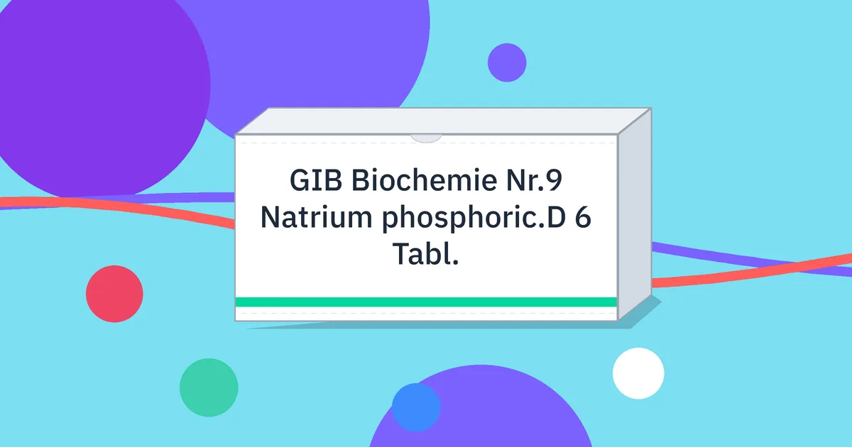 Symbolbild: Packung mit der Aufschrift GIB Biochemie Nr.9 Natrium phosphoric.D 6 Tabl. (PZN 08481559) – Verfügbarkeit und Bezug in Apotheken in Frankfurt am Main