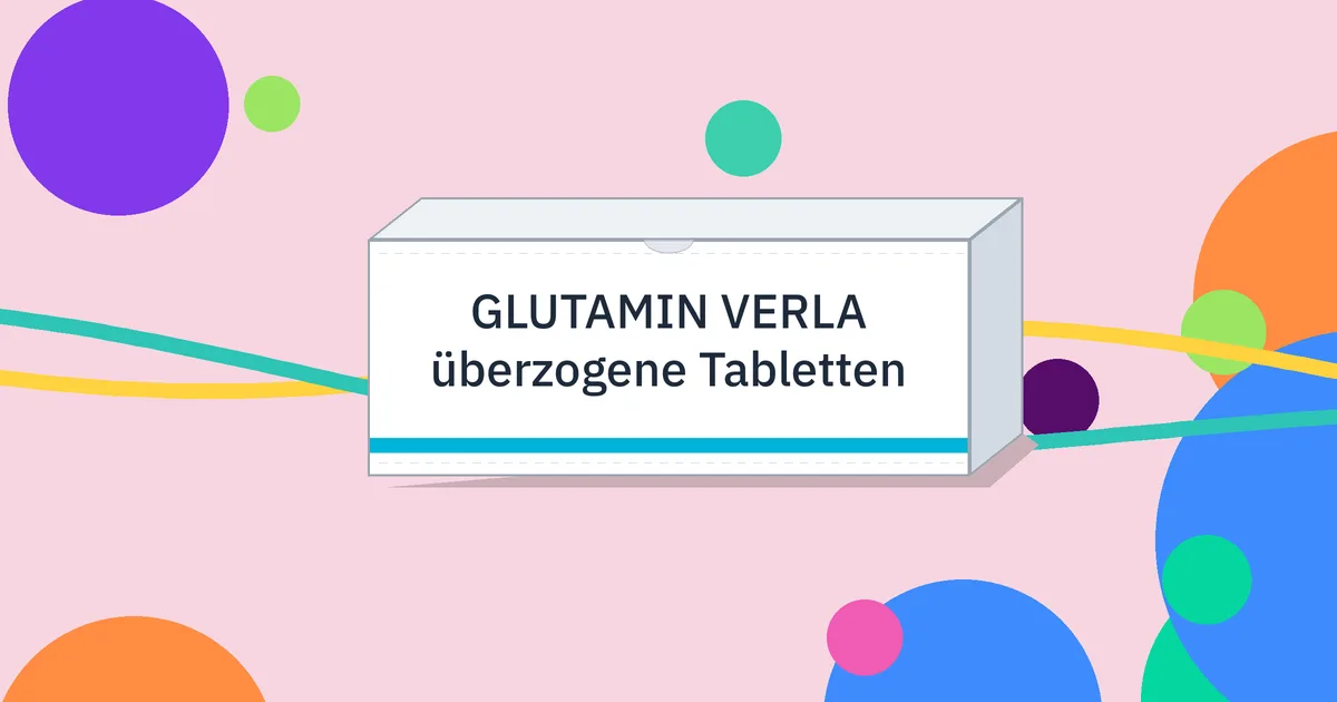 Symbolbild: Packung mit der Aufschrift GLUTAMIN VERLA überzogene Tabletten (PZN 00426012) – Verfügbarkeit und Bezug in Apotheken in Frankfurt am Main
