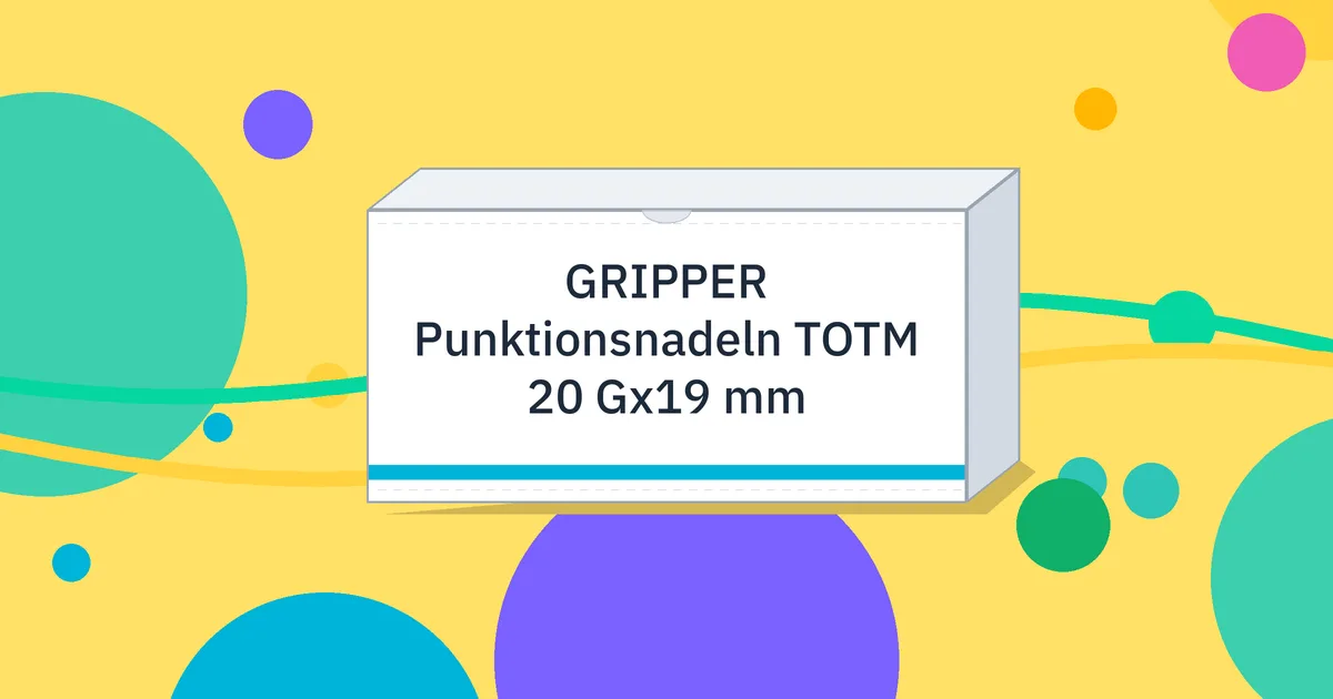 Symbolbild: Packung mit der Aufschrift GRIPPER Punktionsnadeln TOTM 20 Gx19 mm (PZN 00108335) – Verfügbarkeit und Bezug in Apotheken in Frankfurt am Main