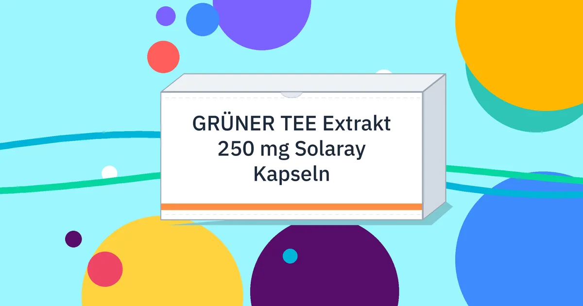 Symbolbild: Packung mit der Aufschrift GRÜNER TEE Extrakt 250 mg Solaray Kapseln (PZN 17253981) – Verfügbarkeit und Bezug in Apotheken in Frankfurt am Main