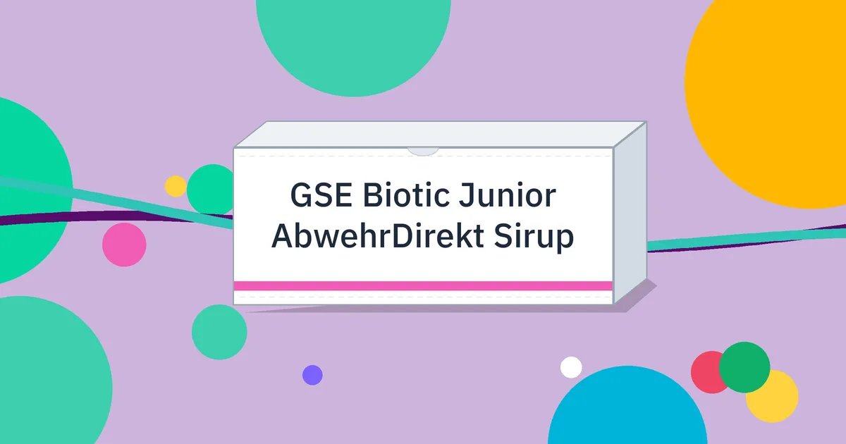 Symbolbild: Packung mit der Aufschrift GSE Biotic Junior AbwehrDirekt Sirup (PZN 18135611) – Verfügbarkeit und Bezug in Apotheken in Frankfurt am Main
