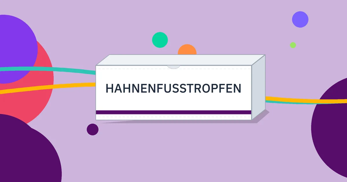 Symbolbild: Packung mit der Aufschrift HAHNENFUSSTROPFEN (PZN 12495886) – Verfügbarkeit und Bezug in Apotheken in Frankfurt am Main
