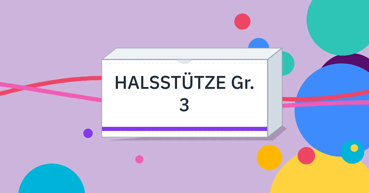 Symbolbild: Packung mit der Aufschrift HALSSTÜTZE Gr. 3 (PZN 02439272) – Verfügbarkeit und Bezug in Apotheken in Frankfurt am Main