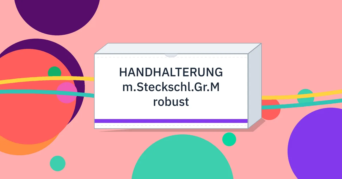 Symbolbild: Packung mit der Aufschrift HANDHALTERUNG m.Steckschl.Gr.M robust (PZN 11568324) – Verfügbarkeit und Bezug in Apotheken in Frankfurt am Main