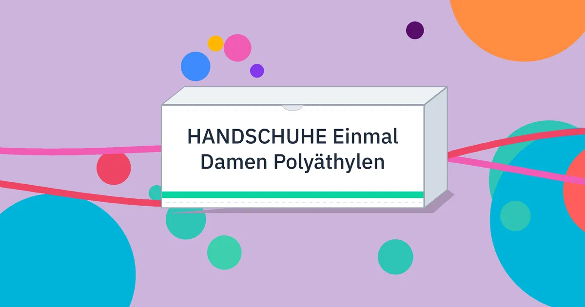 Symbolbild: Packung mit der Aufschrift HANDSCHUHE Einmal Damen Polyäthylen (PZN 03186583) – Verfügbarkeit und Bezug in Apotheken in Frankfurt am Main