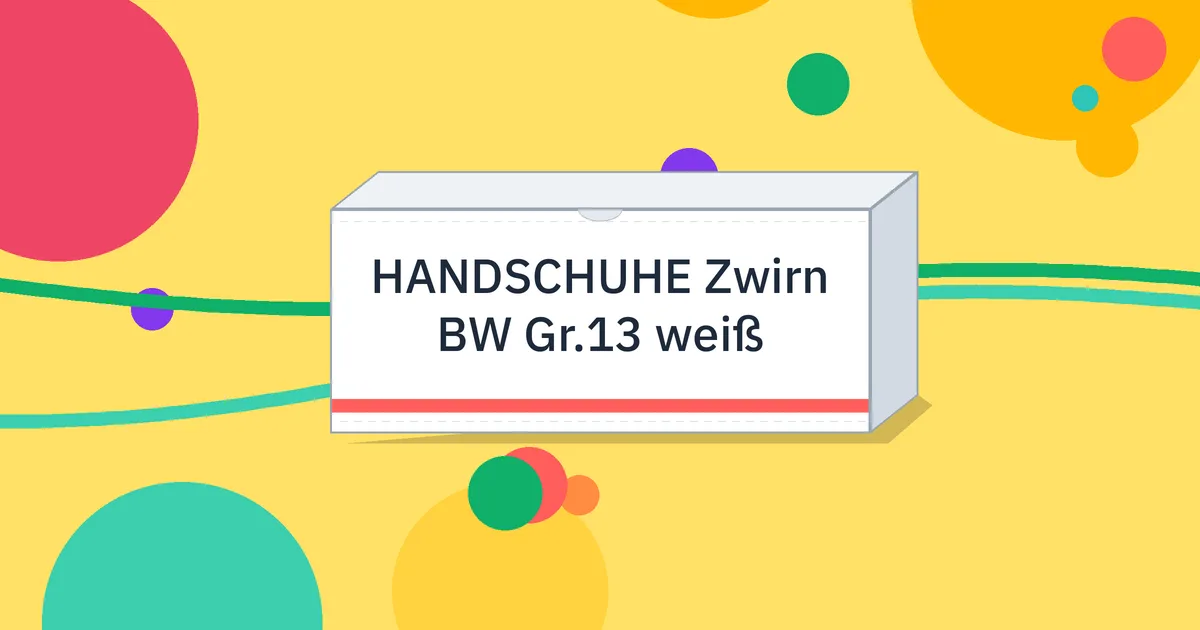 Symbolbild: Packung mit der Aufschrift HANDSCHUHE Zwirn BW Gr.13 weiß (PZN 03163895) – Verfügbarkeit und Bezug in Apotheken in Frankfurt am Main