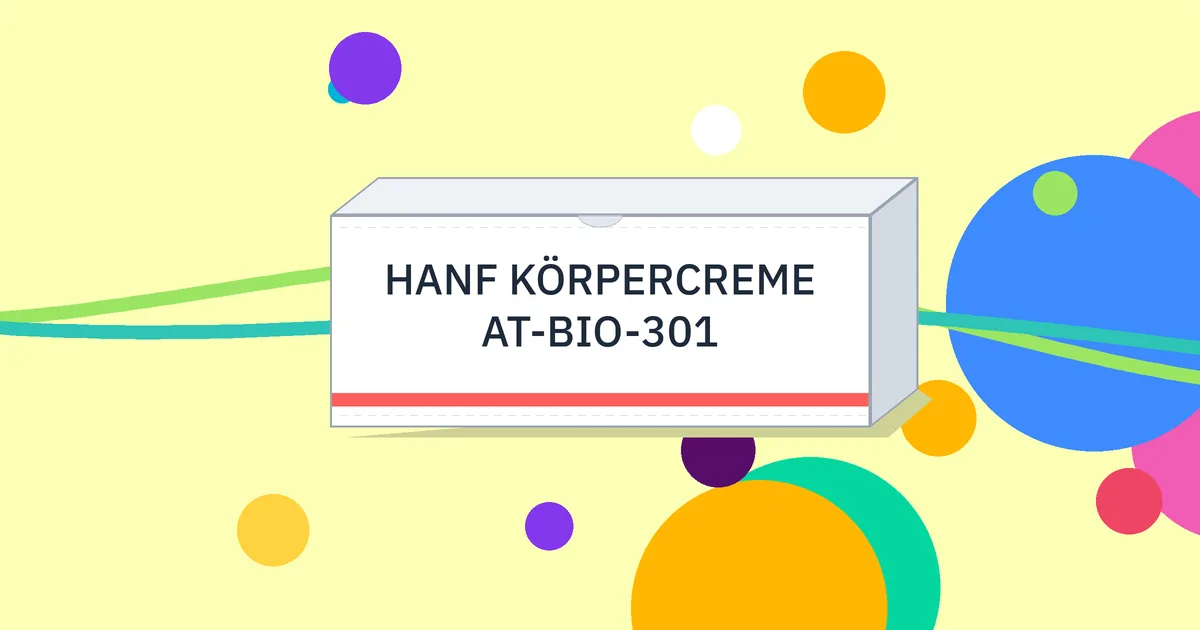 Symbolbild: Packung mit der Aufschrift HANF KÖRPERCREME AT-BIO-301 (PZN 15815819) – Verfügbarkeit und Bezug in Apotheken in Frankfurt am Main